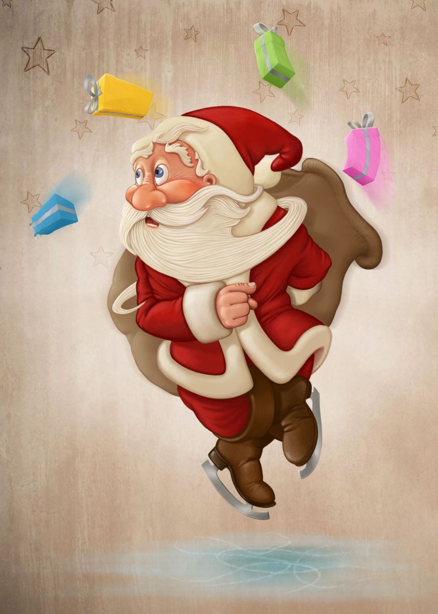 'Santa Claus on ice' Poster, picture, metal print, paint by Giordano ...