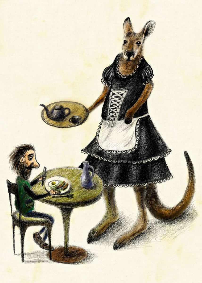 'Kangaroo cafe' Poster, picture, metal print, paint by Anna Shell ...