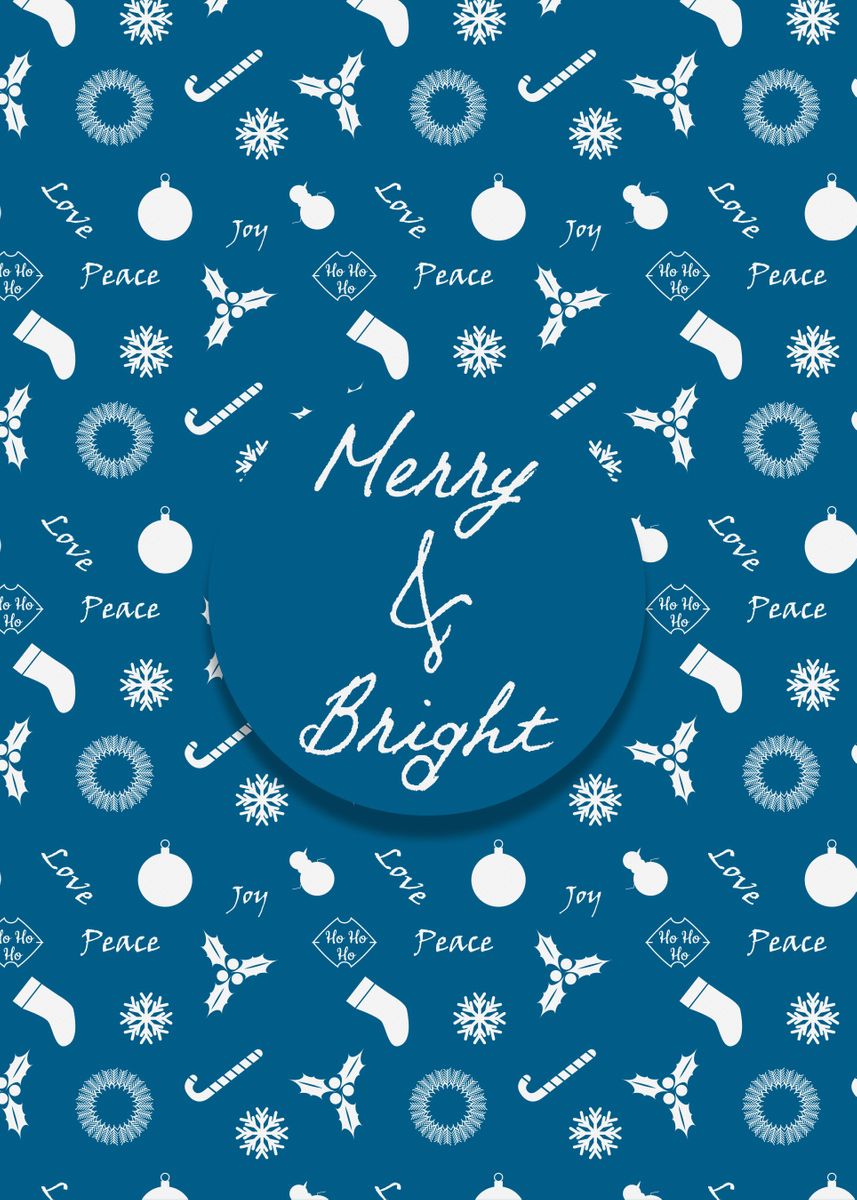 'Merry and Bright Christmas' Poster, picture, metal print, paint by ...