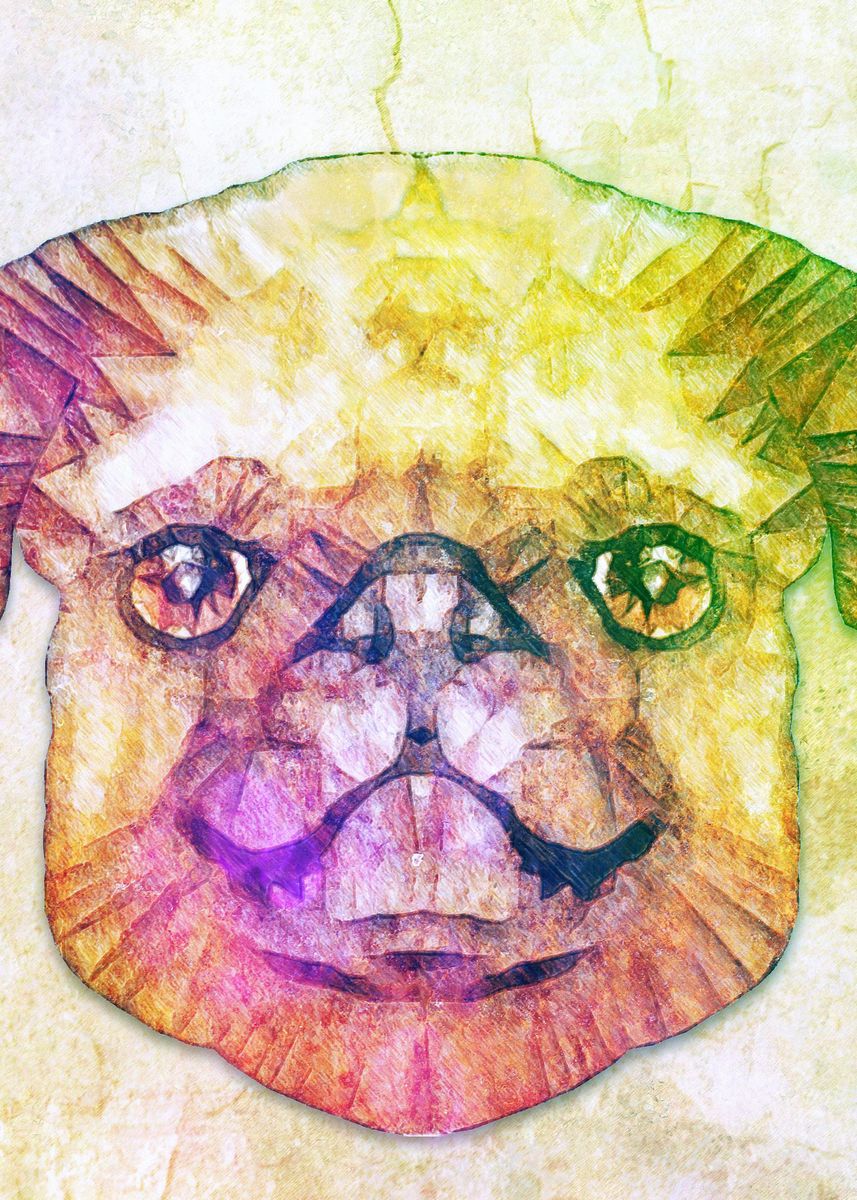 'funky pug' Poster by Ancello :) | Displate