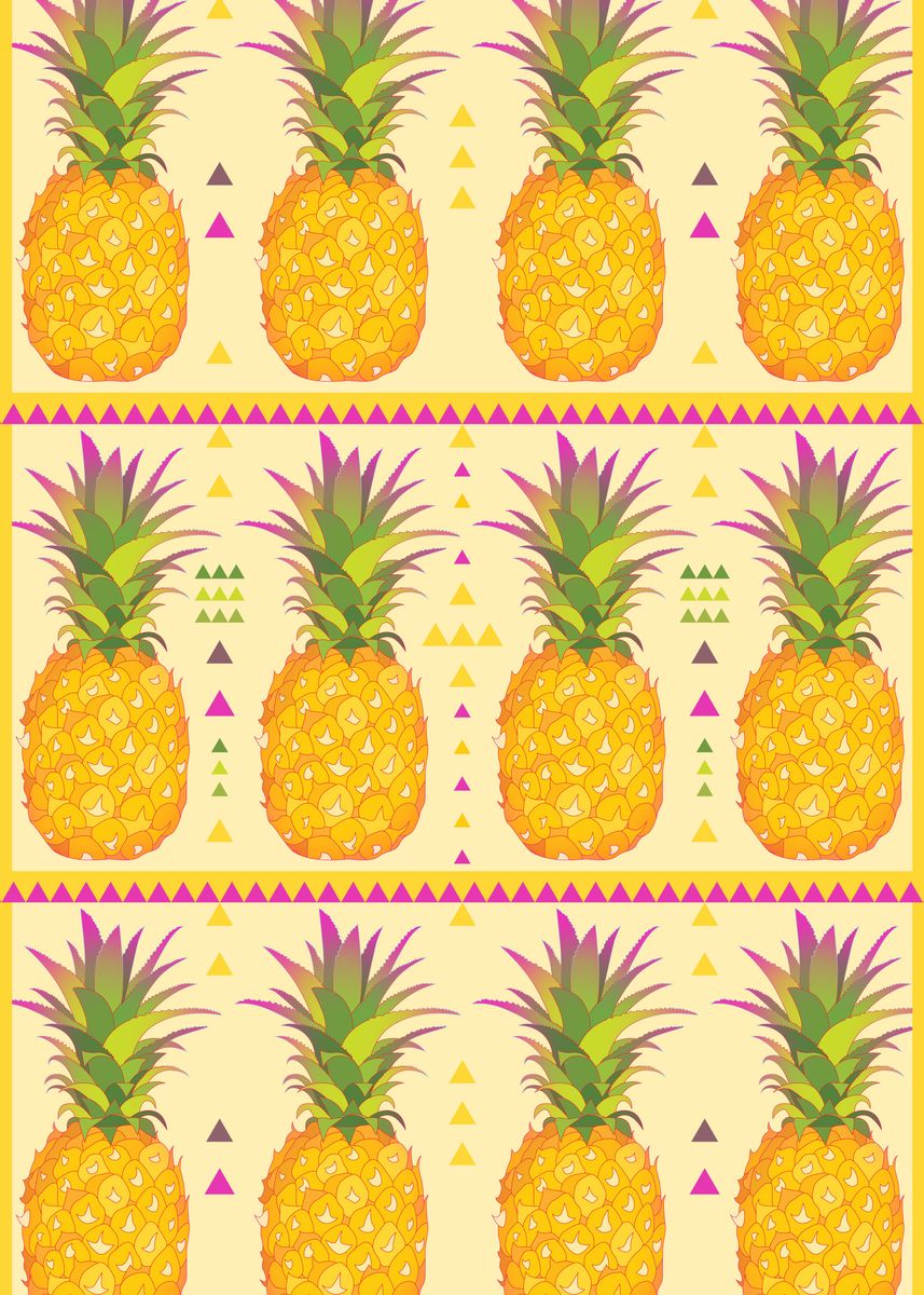 'Pineapples' Poster, picture, metal print, paint by Orna Artzi | Displate