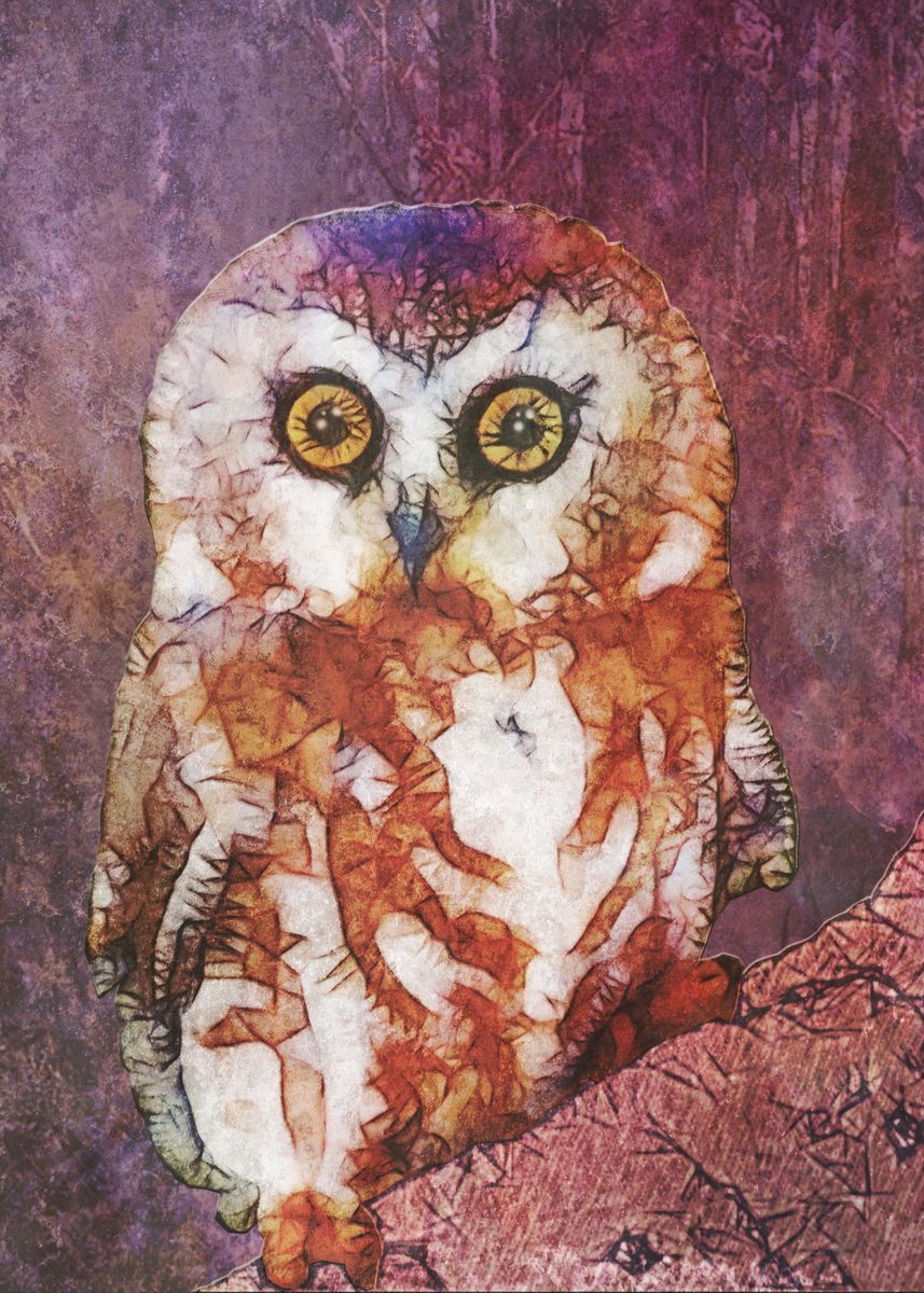 'abstract owl' Poster, picture, metal print, paint by Ancello :) | Displate
