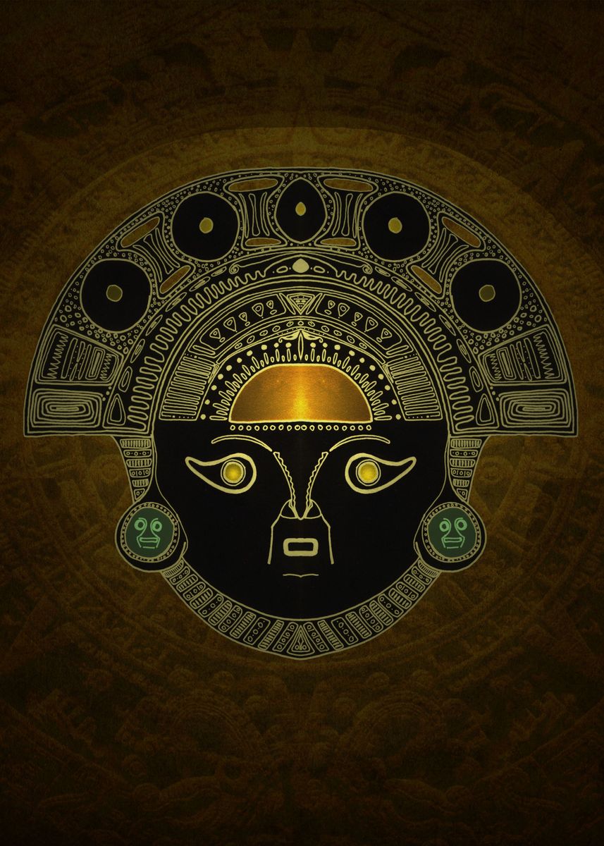 'God Sun mask (INTI)' Poster, picture, metal print, paint by Barruf ...