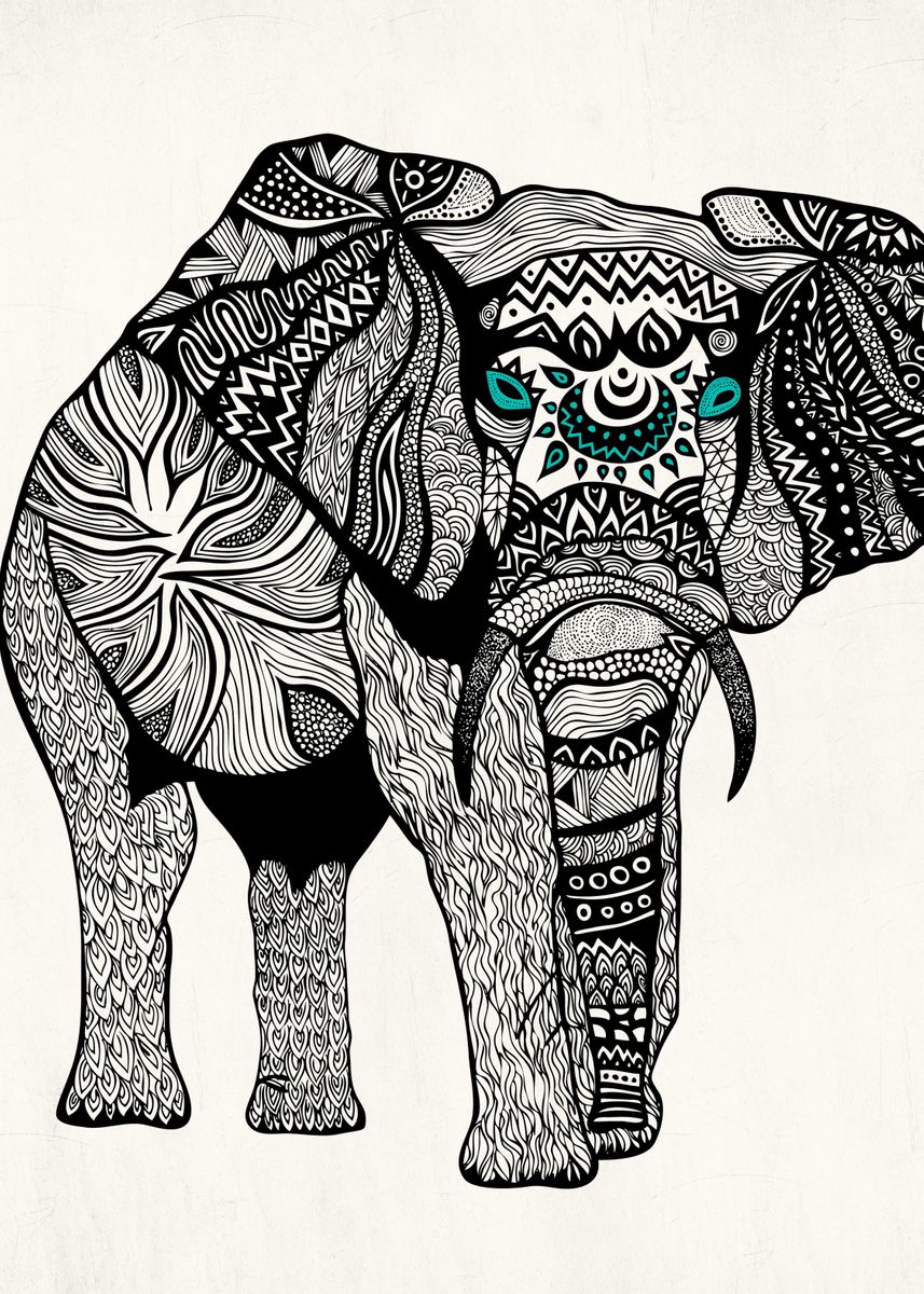 'One Tribal Elephant' Poster by Pom Graphic Design | Displate