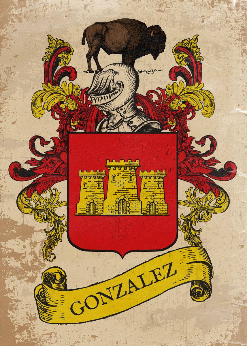 'Gonzalez Coat of Arms (USA Custom)' Poster by Daniel Clark | Displate
