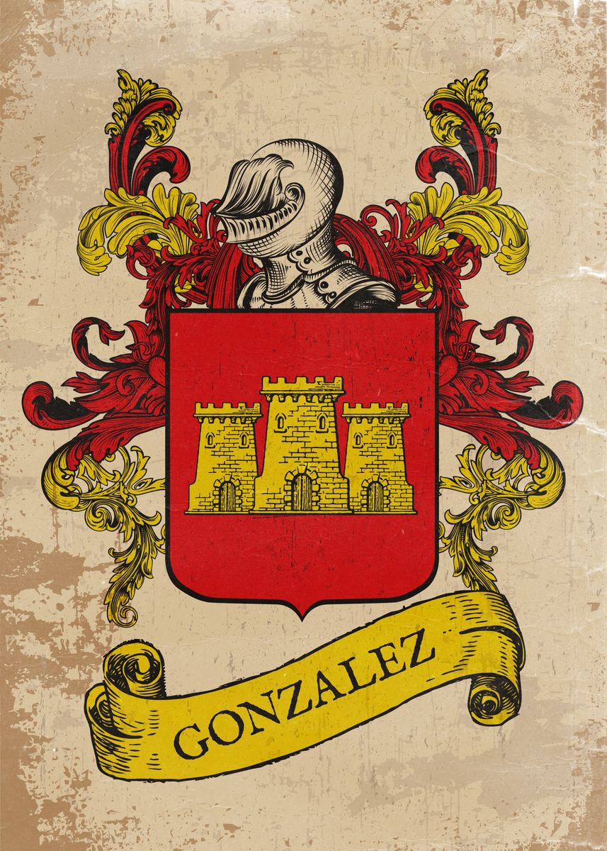 'Gonzalez Coat of Arms (Spain)' Poster, picture, metal print, paint by ...