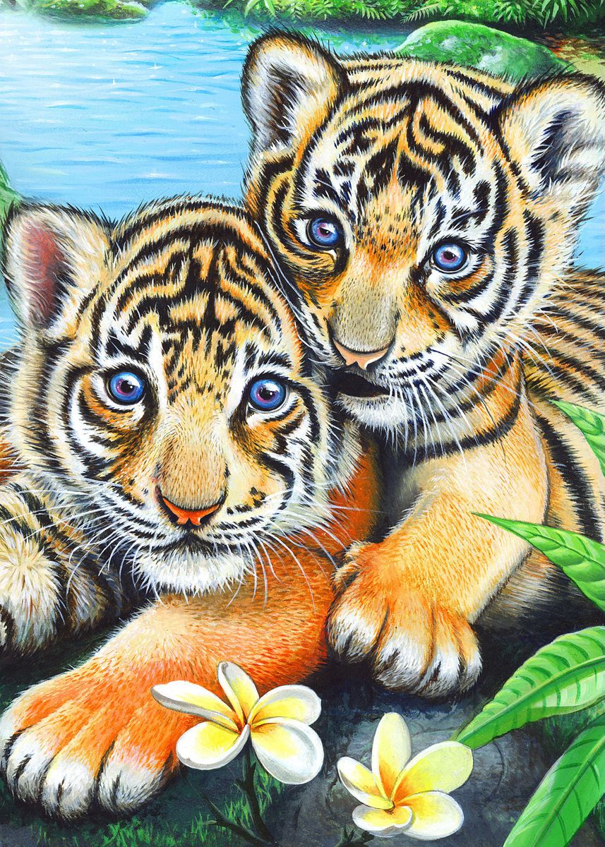 'jungle tiger cubs' Poster by Mark Gregory | Displate
