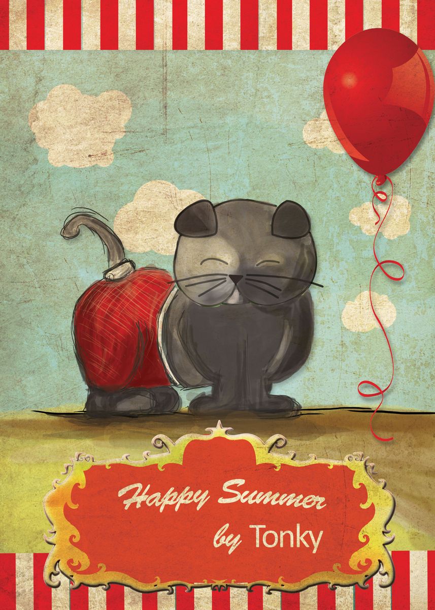 'Cat in summer' Poster, picture, metal print, paint by Barbara Ceccato ...