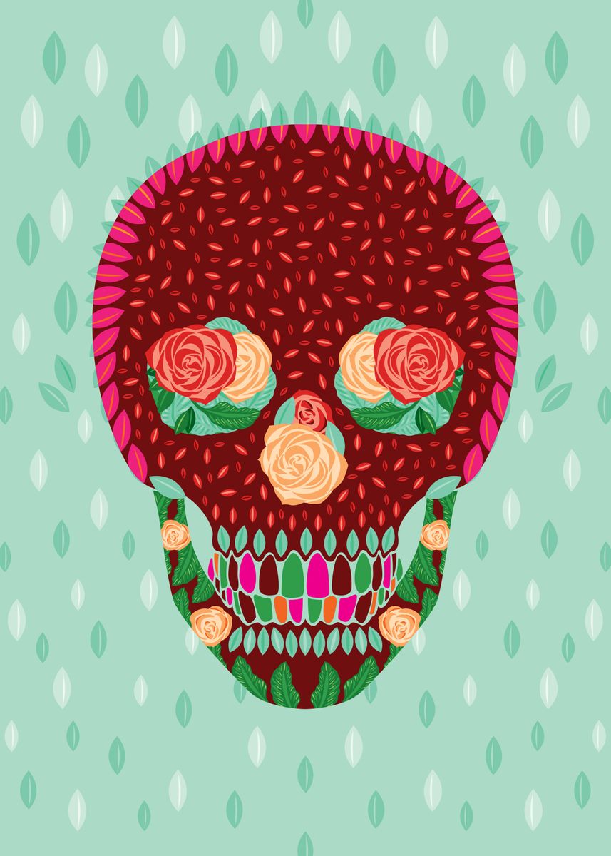 'Skull' Poster, picture, metal print, paint by Orna Artzi | Displate