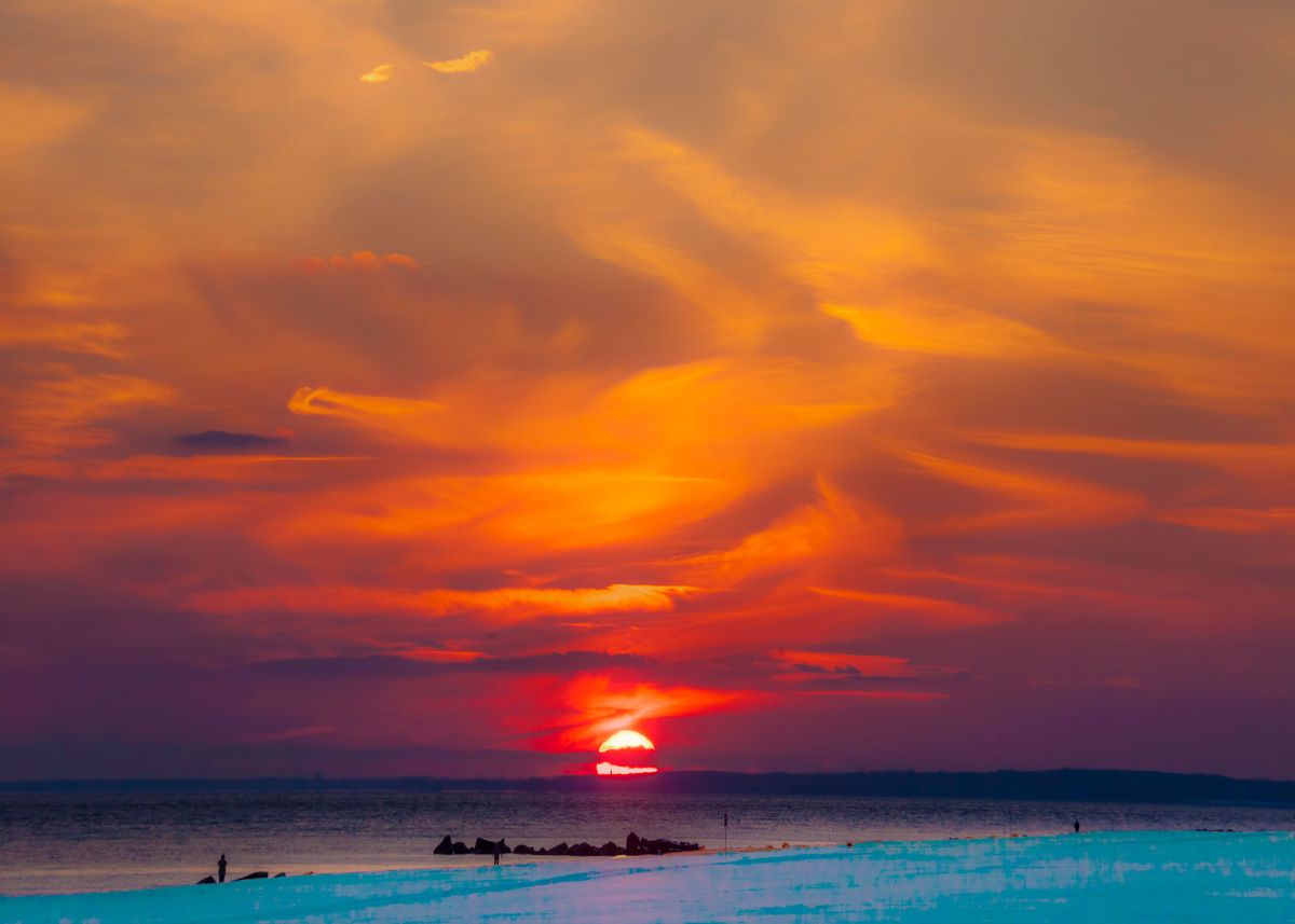 'Winter Beach Sunset' Poster by Chris Lord | Displate