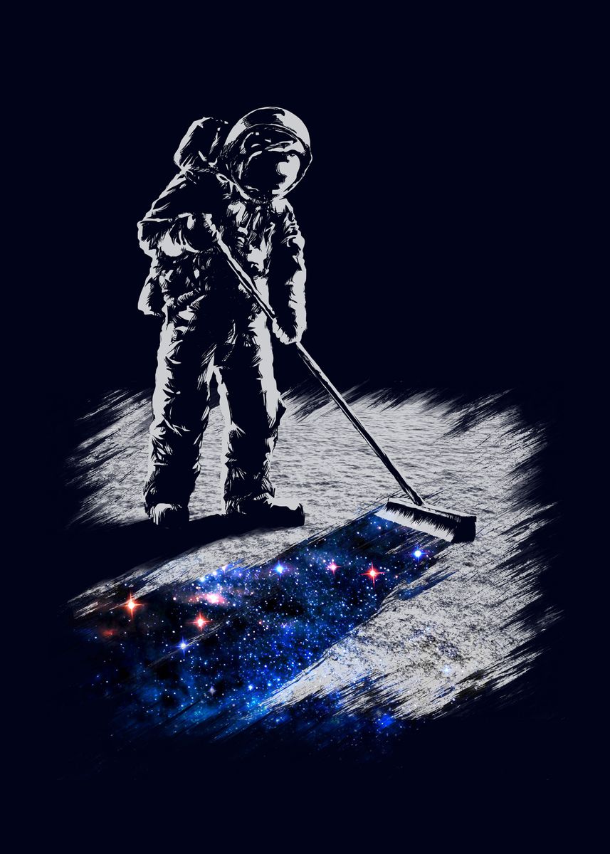 'Stardust Sweeper' Poster, picture, metal print, paint by Angrymonk ...