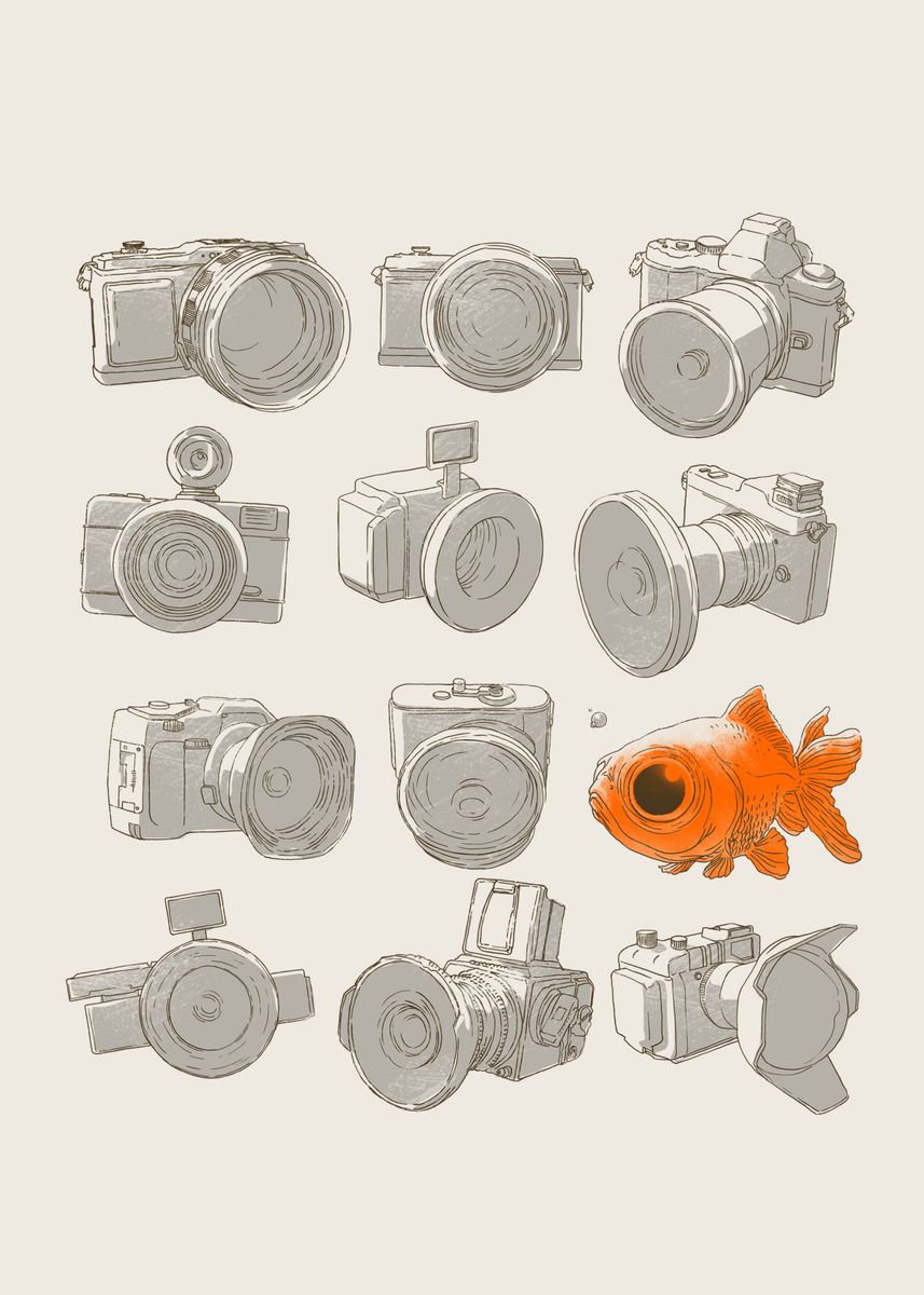 'Fisheye' Poster, picture, metal print, paint by Angrymonk | Displate