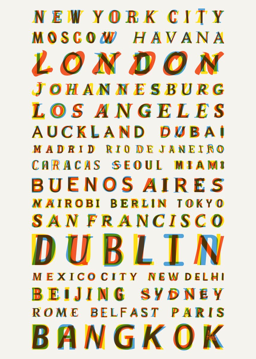 'Travel World Cities' Poster, picture, metal print, paint by Fimbis ...