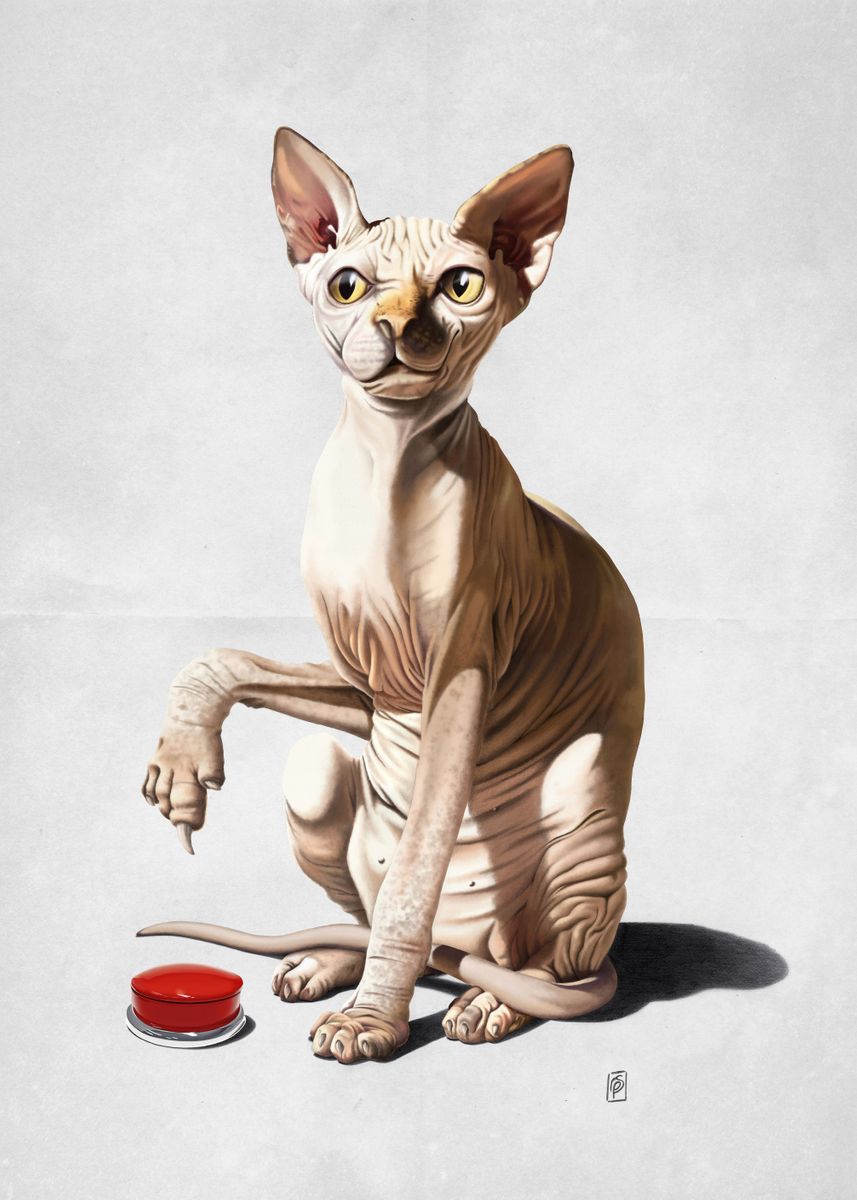 'Cat-astrophe (wordless)' Poster, picture, metal print, paint by rob ...