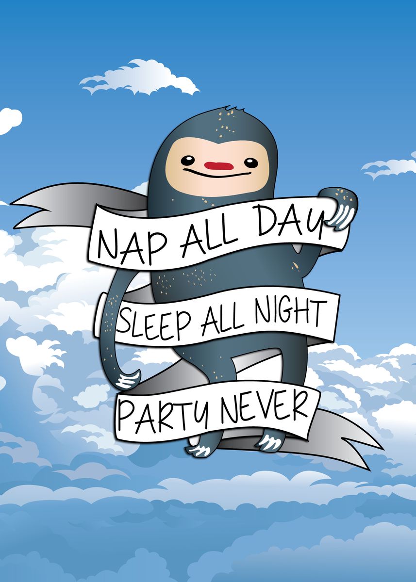 'Nap All Day' Poster, picture, metal print, paint by Alexandre Ibáñez ...