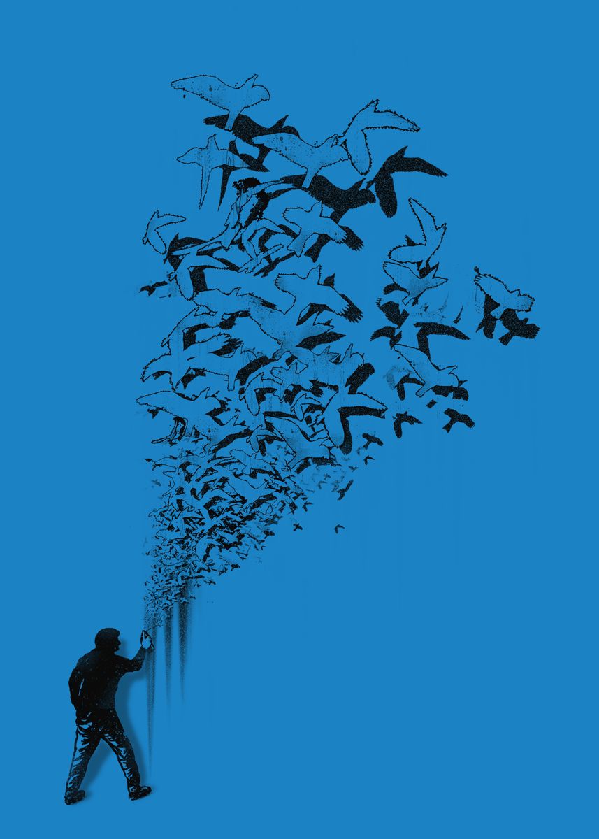 'Flying High' Poster, picture, metal print, paint by Nicebleed | Displate