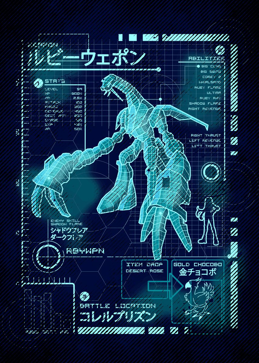 'Ruby Blueprint' Poster, picture, metal print, paint by Q Artwork ...