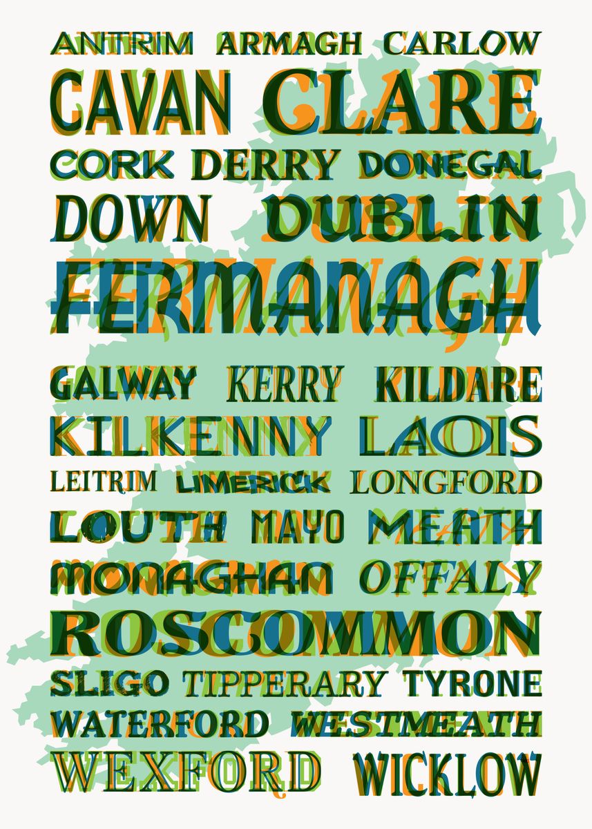 '32 Counties of Ireland' Poster by Fimbis | Displate