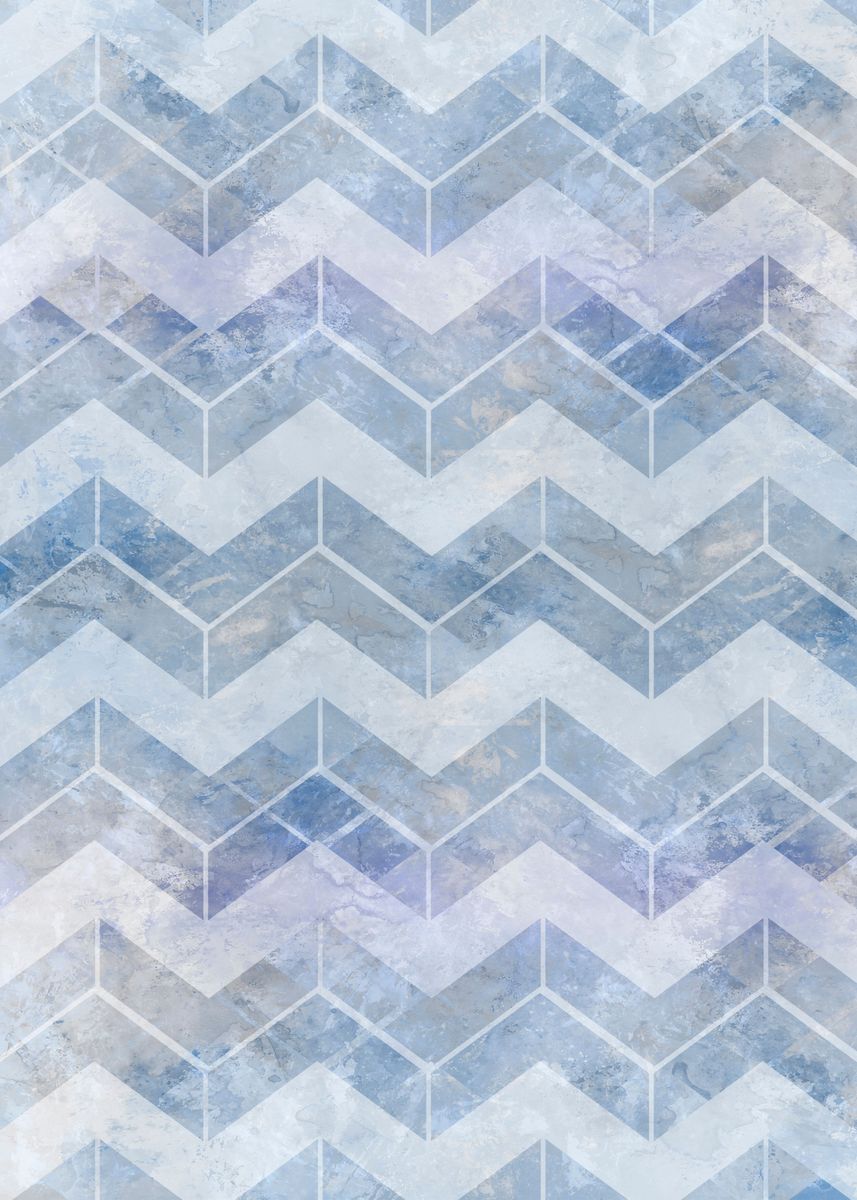 'Chevron blue with watercolor' Poster, picture, metal print, paint by ...