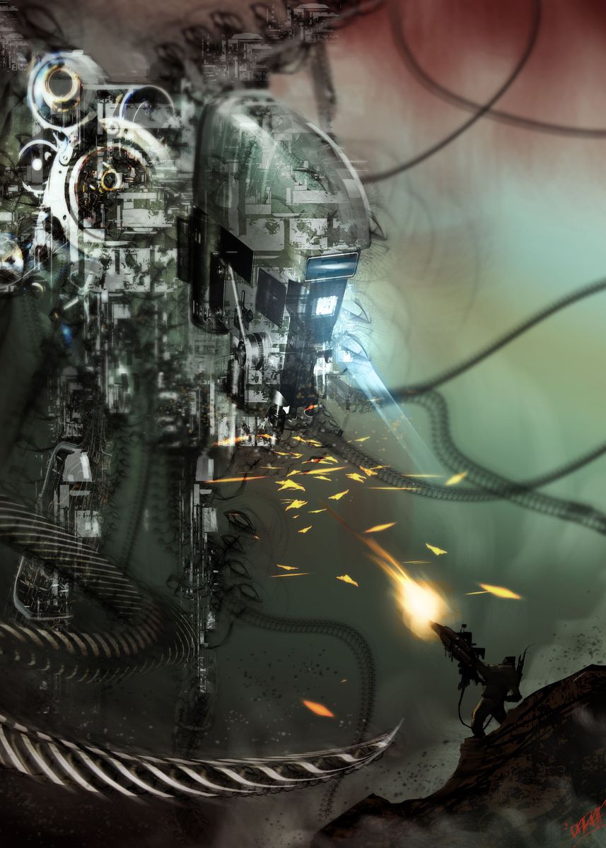 'Meeting the Machine GOD' Poster, picture, metal print, paint by Rafael ...