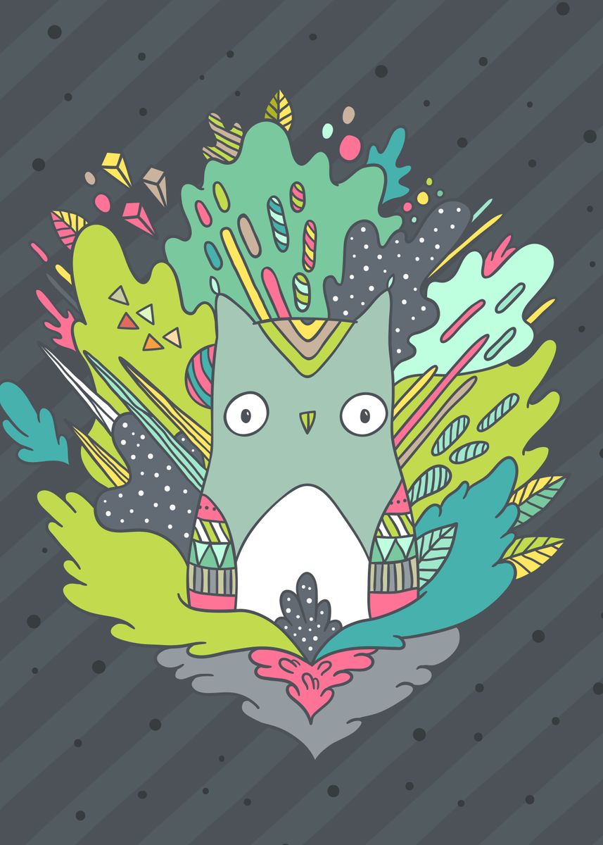 'Abstract cute Owl' Poster by Anna Alekseeva | Displate