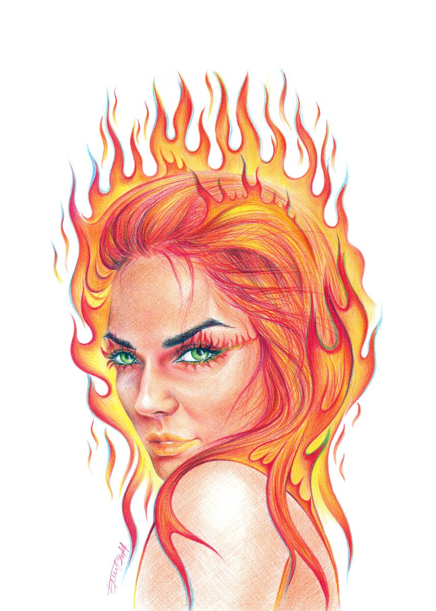 'Fire woman' Poster by eDrawings 38 | Displate