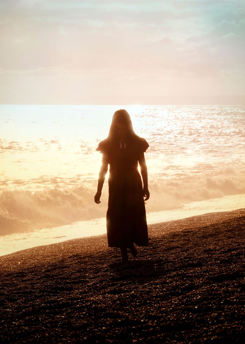 'sunset walk' Poster, picture, metal print, paint by Joana Kruse | Displate