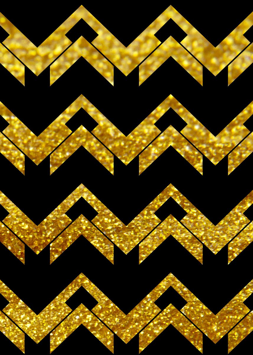 'Golden black chevron' Poster, picture, metal print, paint by Vanessa ...