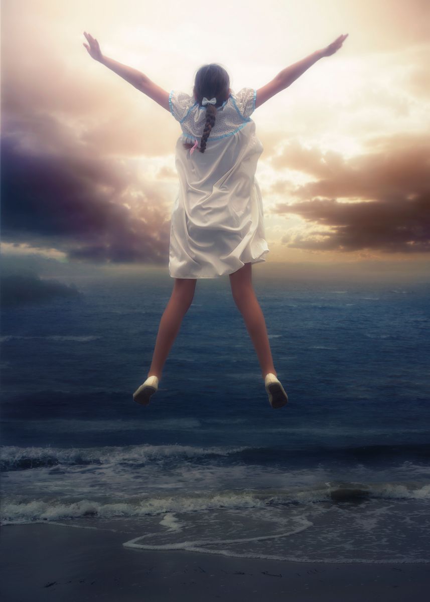 'fly over the sea' Poster, picture, metal print, paint by Joana Kruse ...