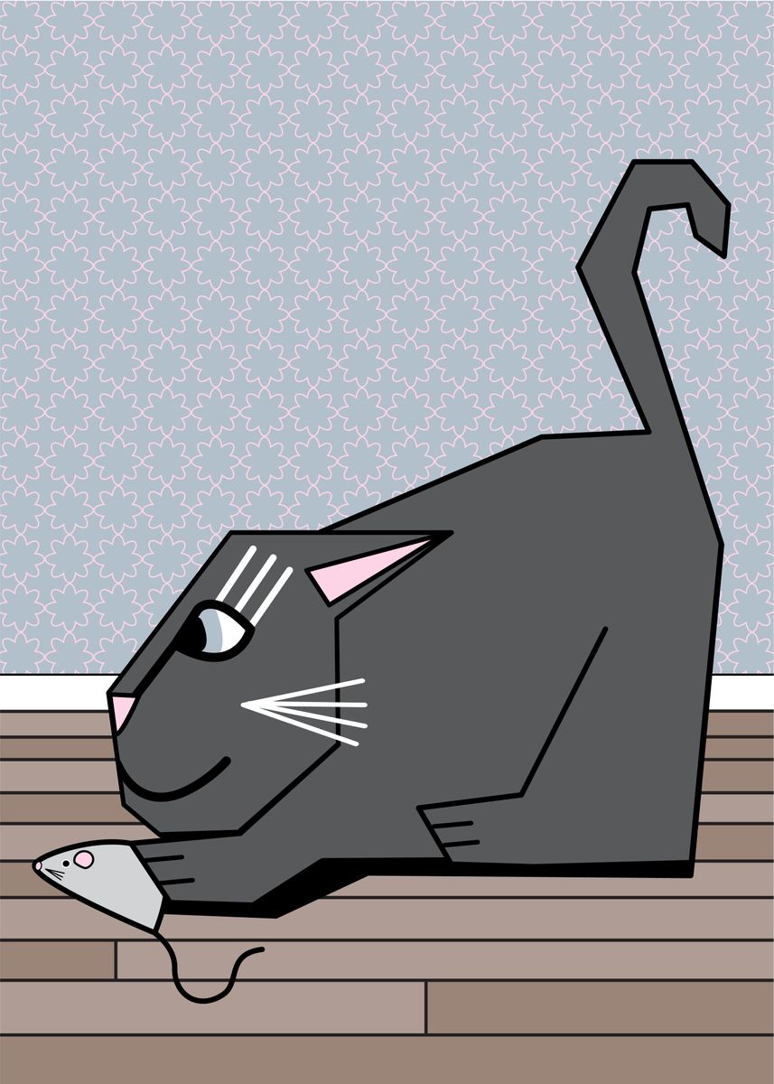 'Pouncing Cat' Poster, picture, metal print, paint by Angela Hoard Dunn ...