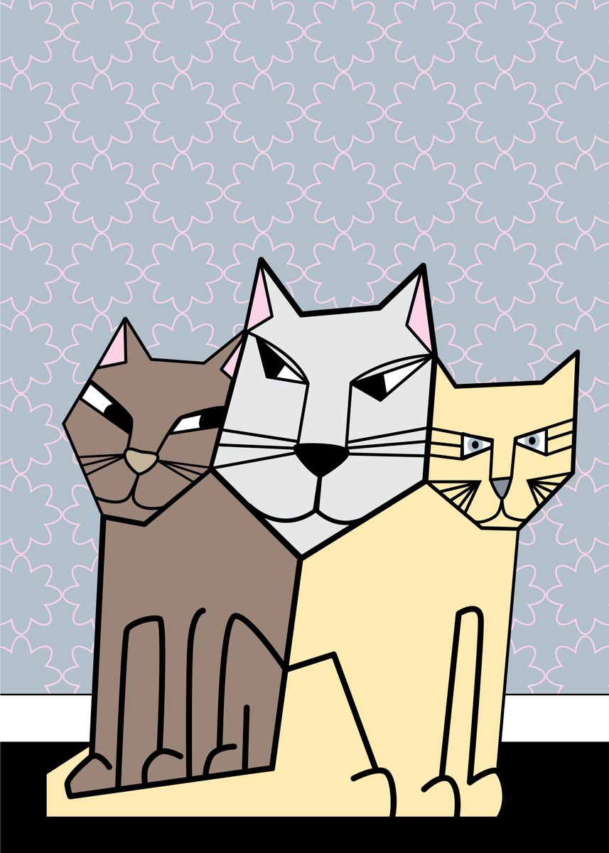 'Scheming Cats' Poster by Angela Hoard Dunn | Displate