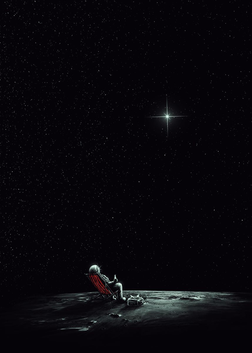 'Space Chill' Poster, picture, metal print, paint by Nicebleed | Displate