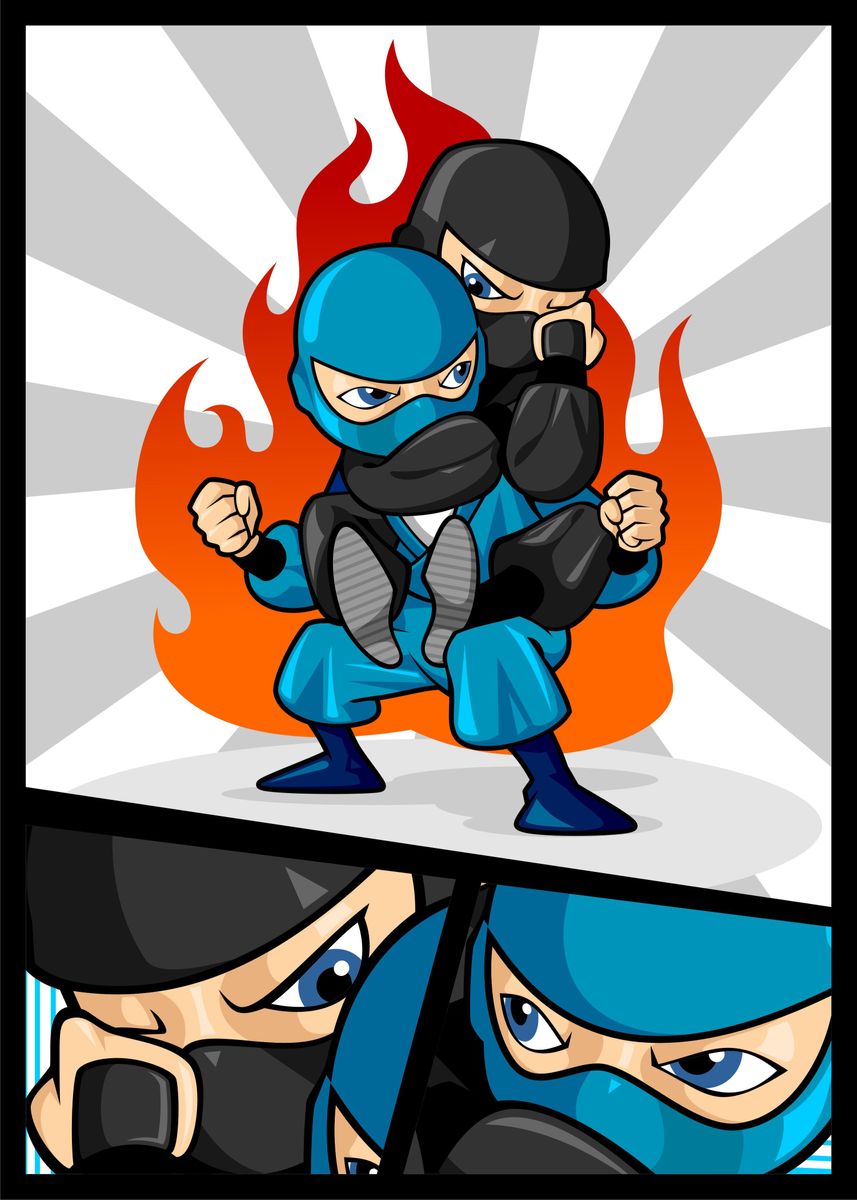 'Fighting Ninjas' Poster, picture, metal print, paint by Sapto Cahyono ...