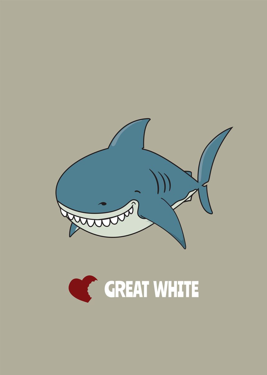 'Love Great white' Poster by mangulica illustrations | Displate