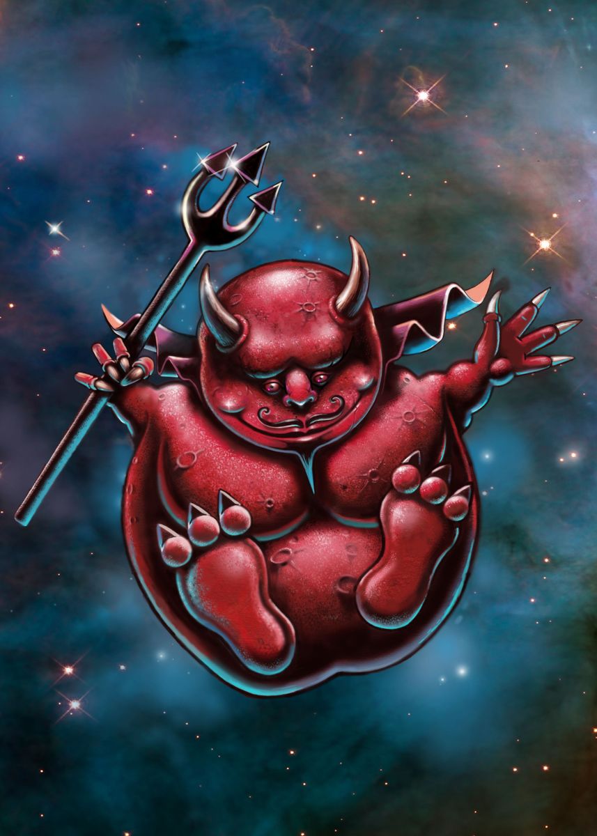 'fat floaty devil' Poster, picture, metal print, paint by Mark Gregory ...