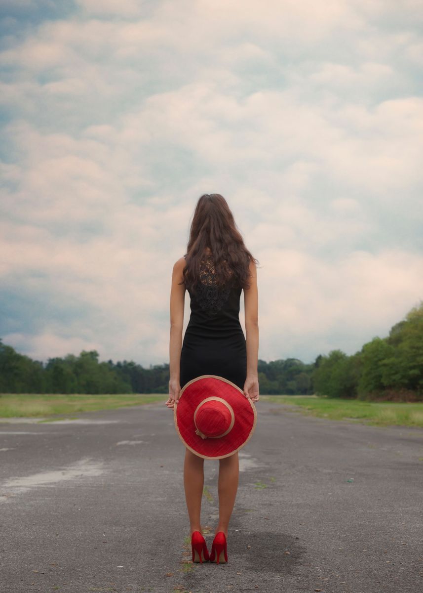 'red hat' Poster, picture, metal print, paint by Joana Kruse | Displate