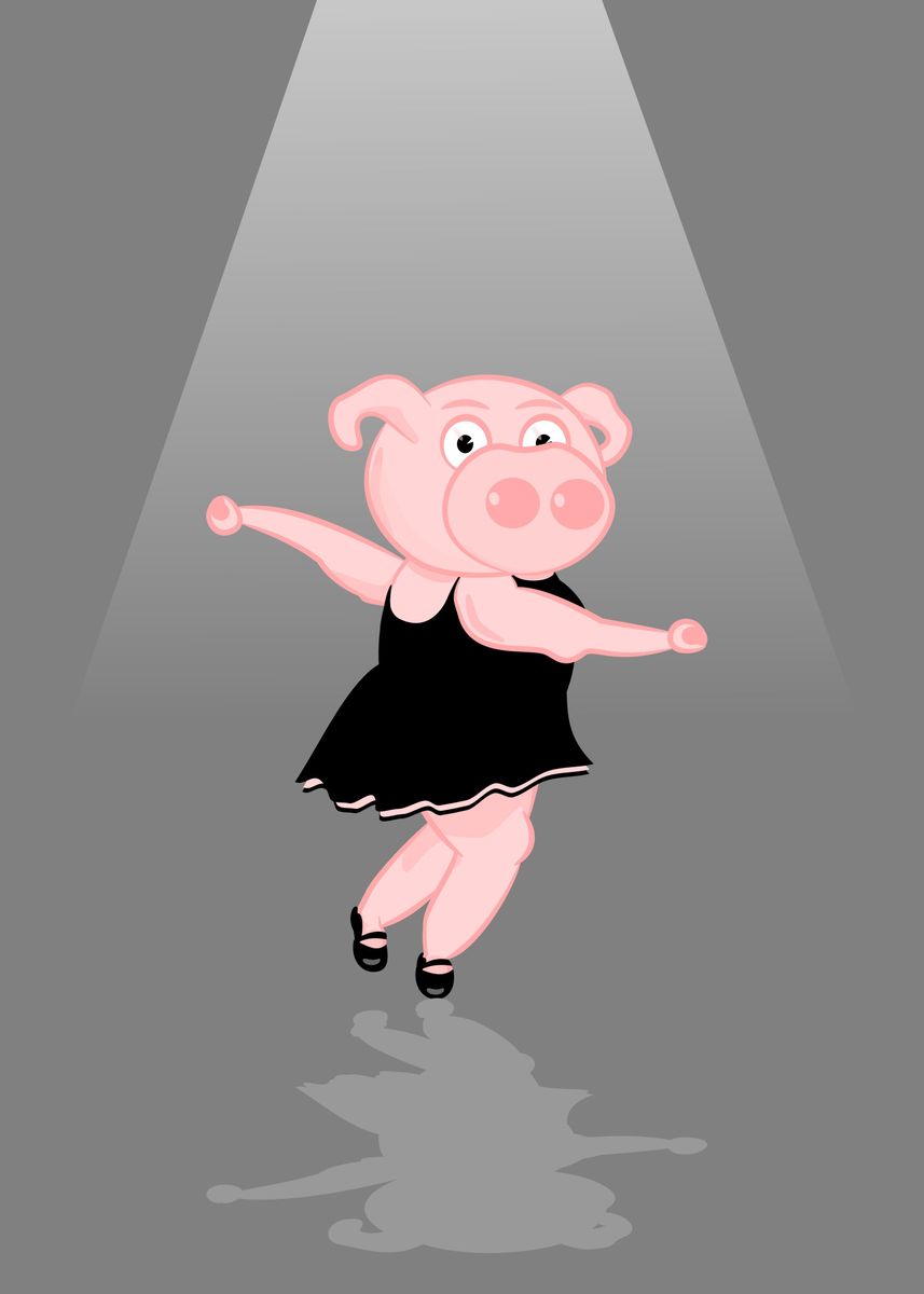 'Pig doing Ballet. A cute, pink pig in a black ballet ... ' Poster by ...