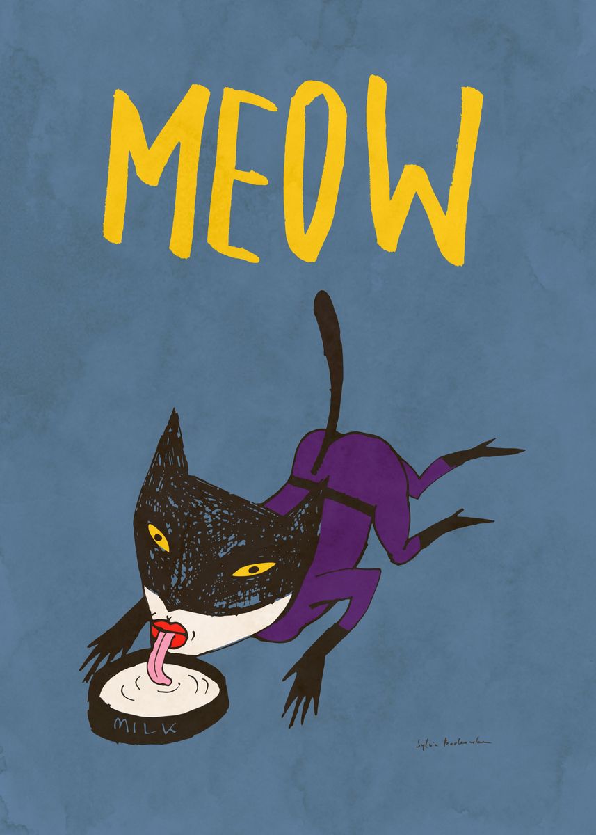 'Meow' Poster, picture, metal print, paint by Sylwia Borkowska | Displate