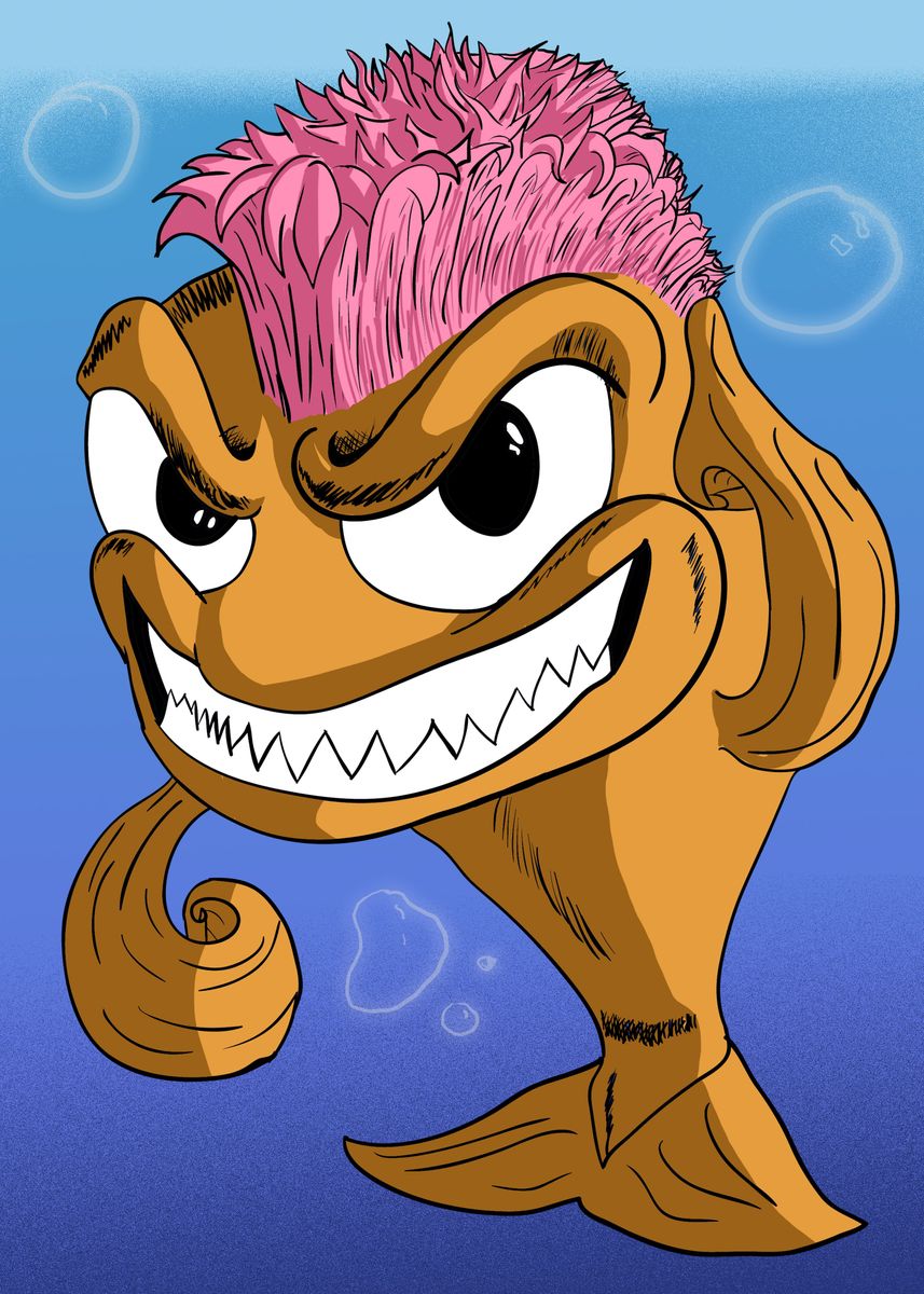 'Mohawk Fish' Poster, picture, metal print, paint by Zak Wood | Displate