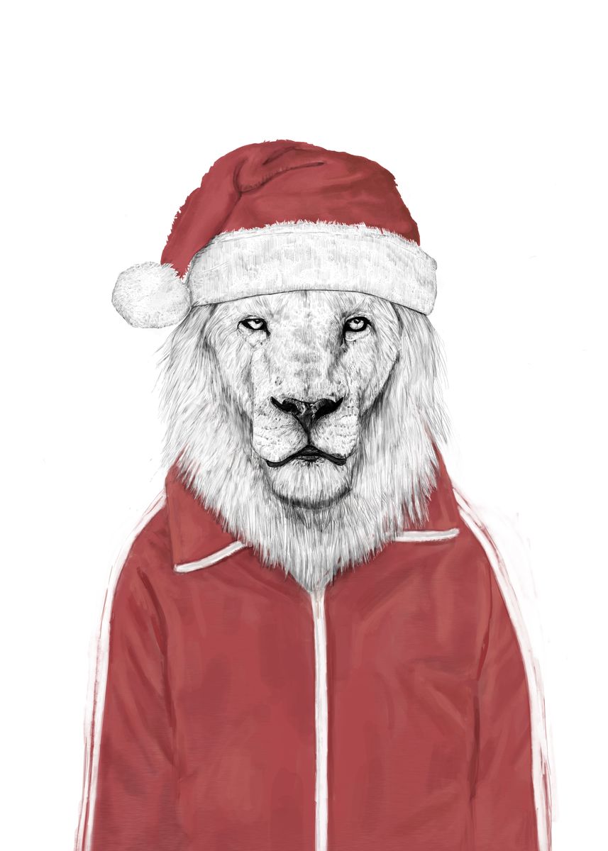 'Santa lion' Poster by Balazs Solti | Displate