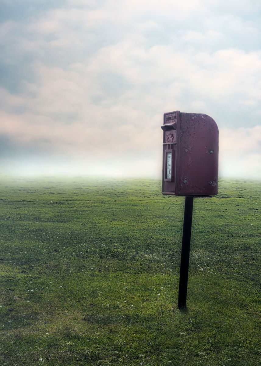 'red letterbox on a field' Poster, picture, metal print, paint by Joana ...