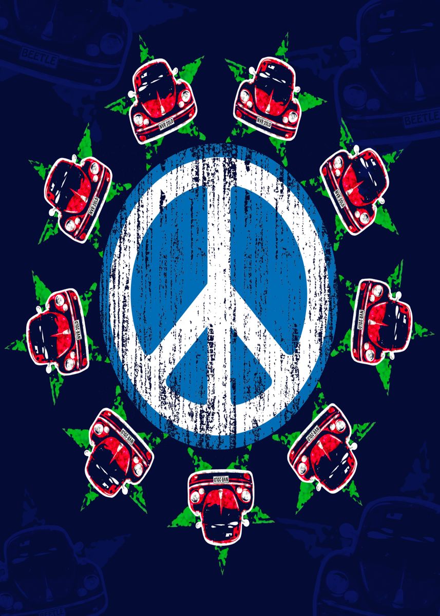 'Vintage Peace Cars' Poster by Alan Hogan | Displate