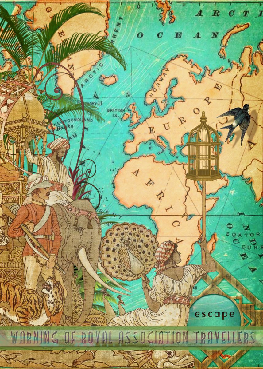 'Escape Collage' Poster, picture, metal print, paint by Eva Nev | Displate