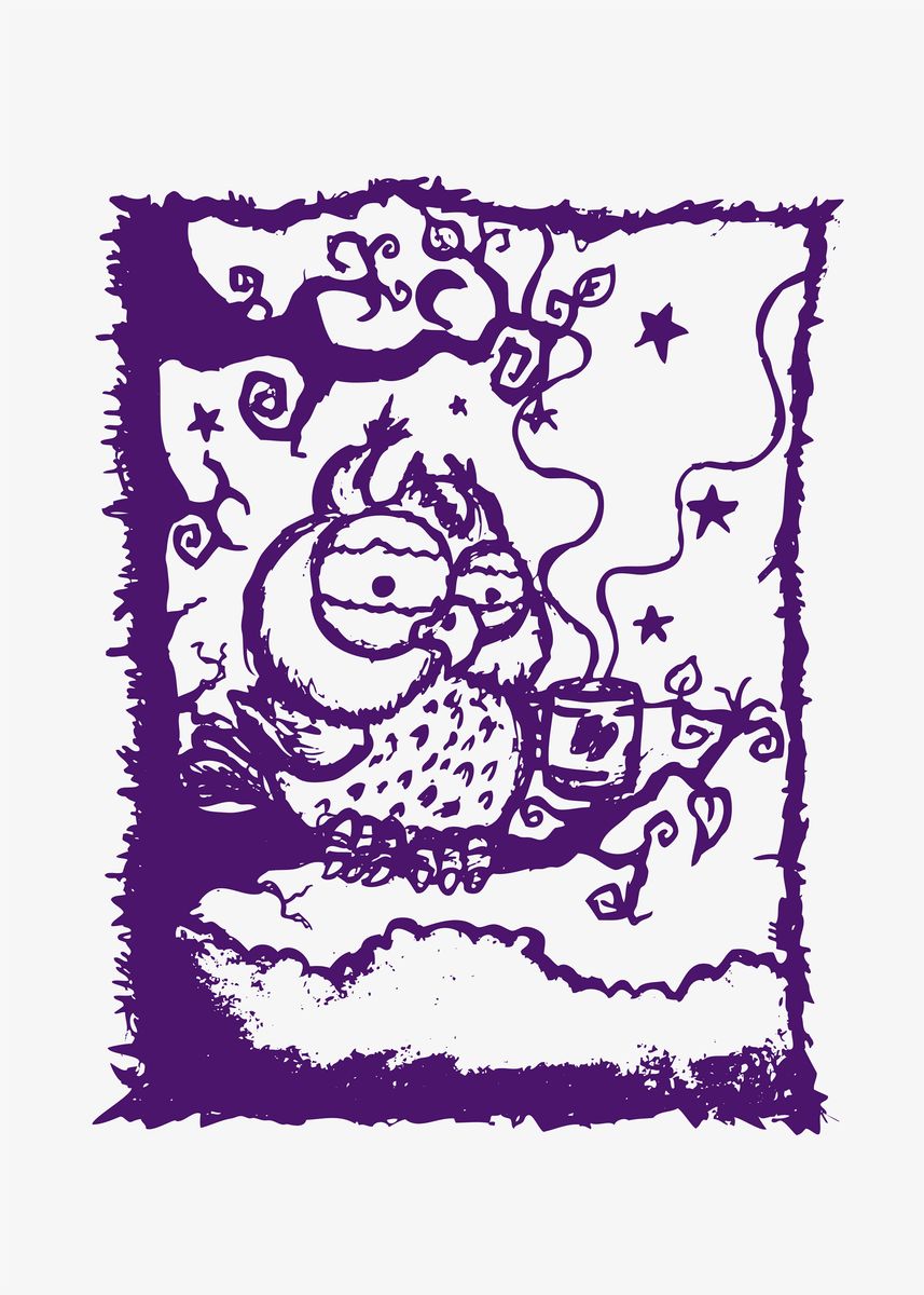 'Coffee Owl' Poster, picture, metal print, paint by mangulica ...