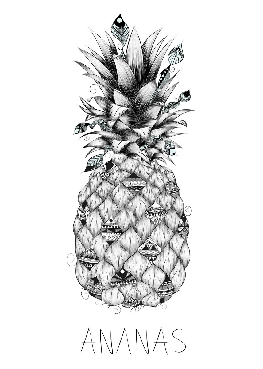 'Ananas' Poster, picture, metal print, paint by LouJah | Displate