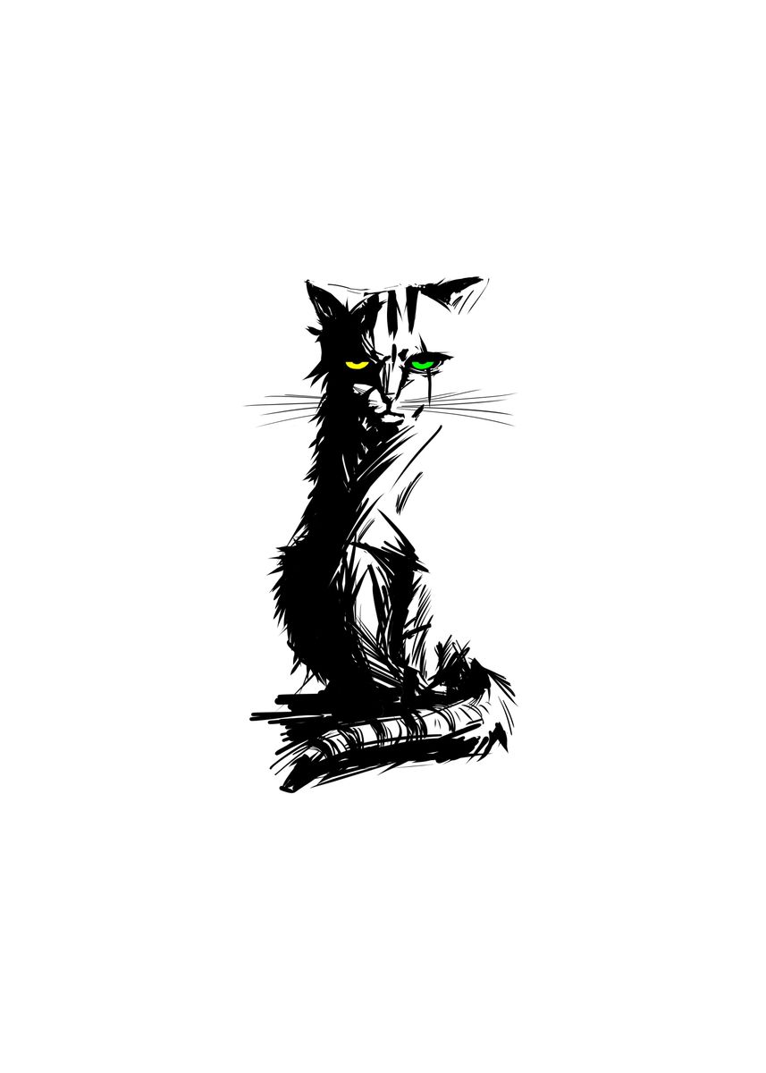 'Mad Cat' Poster, picture, metal print, paint by Det Tidkun | Displate