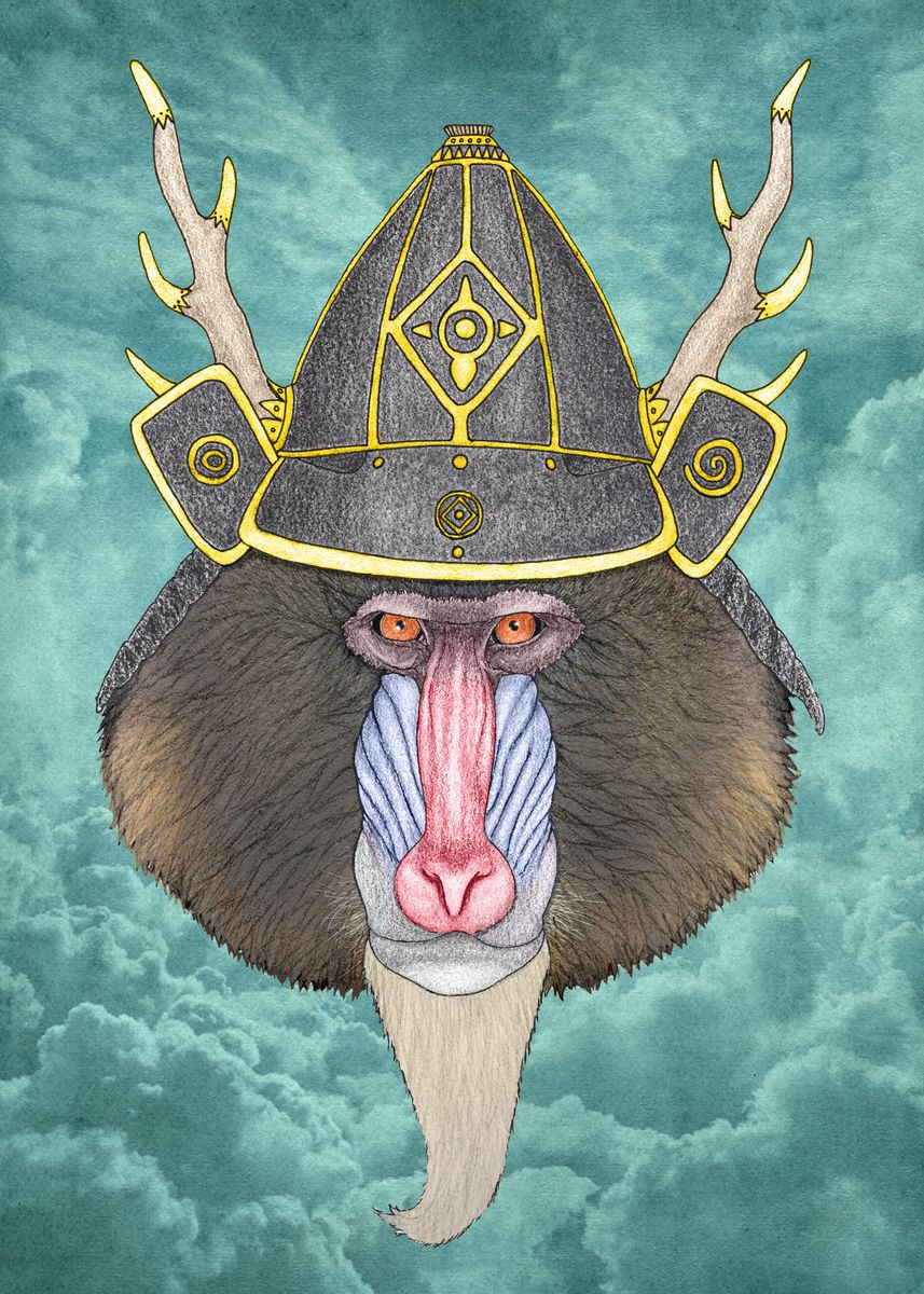 'Samurai Mandrill' Poster, picture, metal print, paint by Barruf ...
