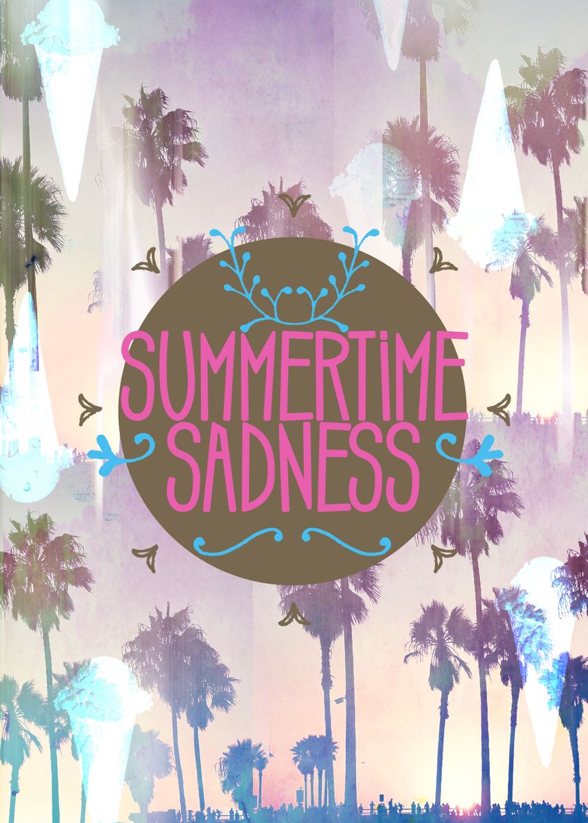 'Summertime Sadness blue and pink collage' Poster, picture, metal print ...
