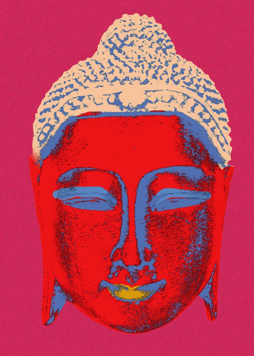 'Red Buddha' Poster, picture, metal print, paint by Aloke Design | Displate