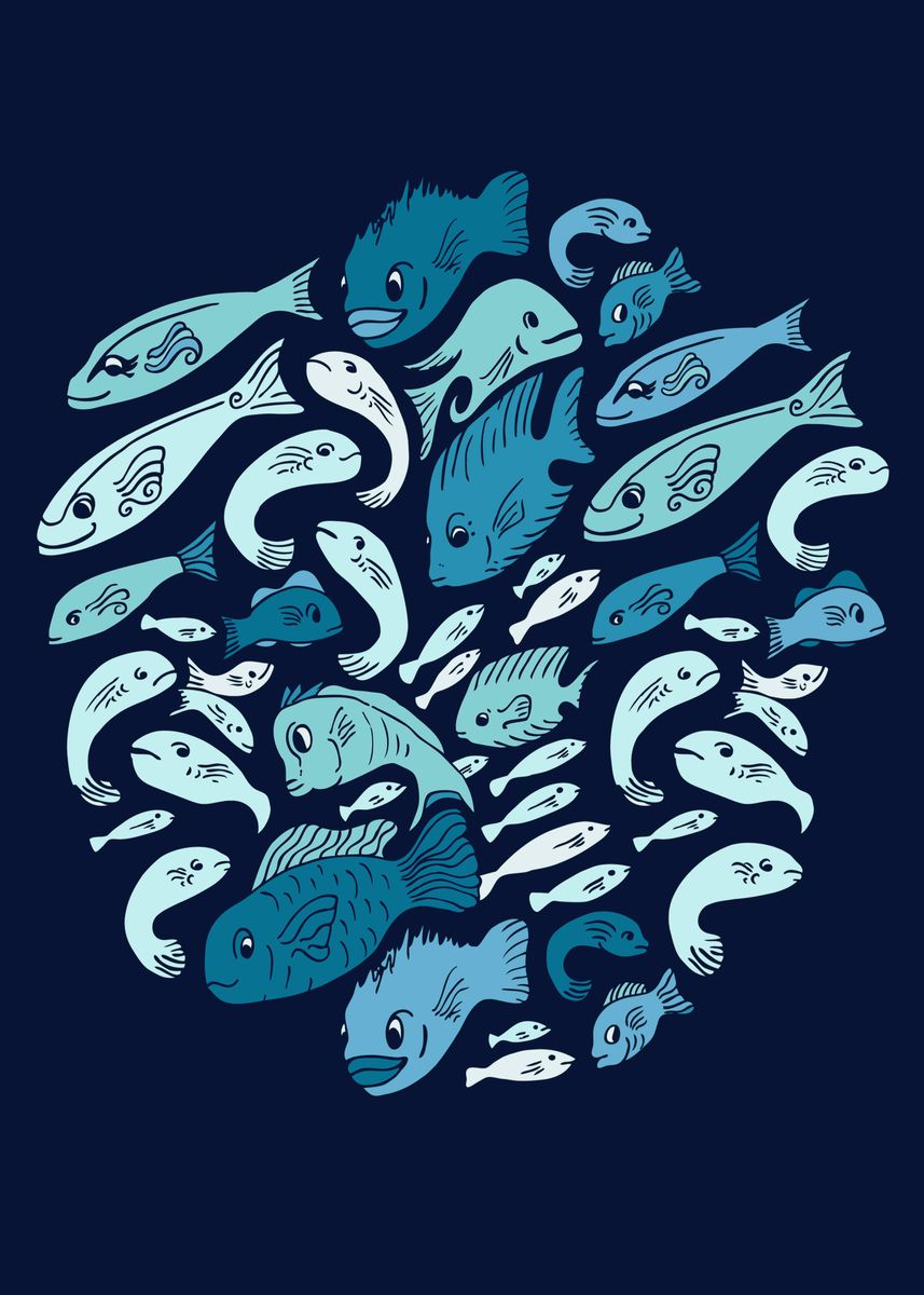 'Blue Fish' Poster, picture, metal print, paint by Angela Hoard Dunn ...